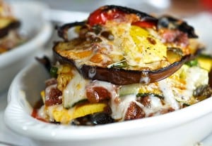 Roasted Vegetable Napoleon with Spicy Bison Bolognese ~Yes, more please!